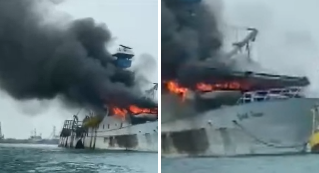 Barco pesquero se incendia en el puerto de Manta en medio de fuertes ...